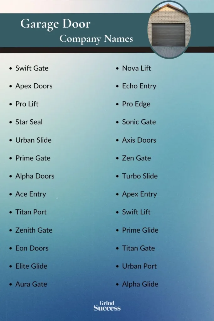 900 Best Garage Door Company Names Ideas